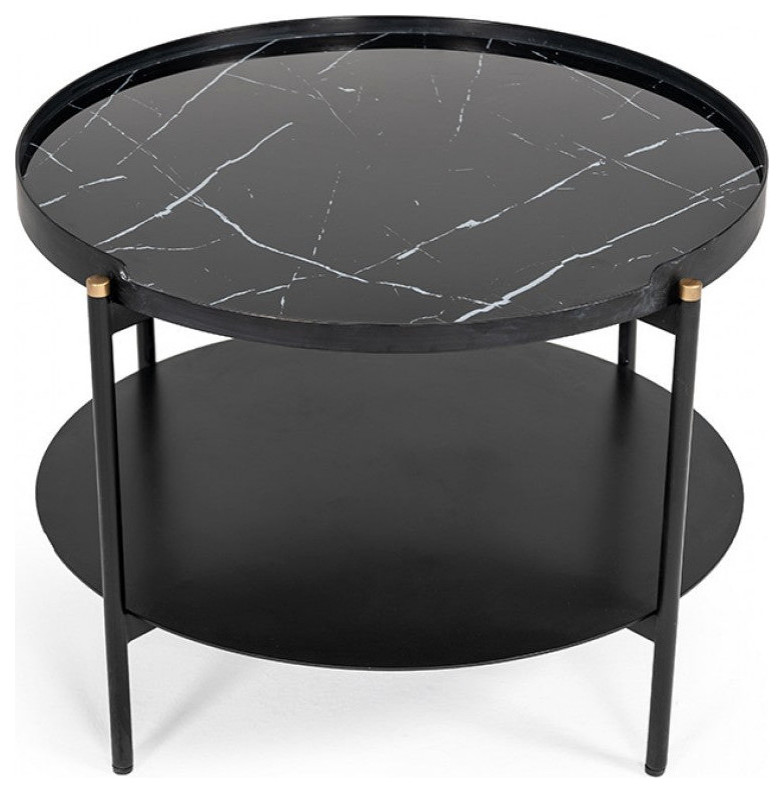 Stevan Modern Round Black Metal Coffee Table - Transitional - Coffee ...