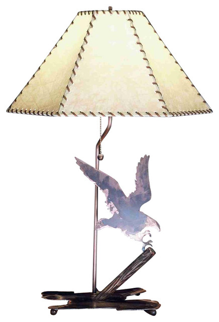 26 5"H Strike of The Eagle Faux Leather Shade Table Lamp - Rustic ...