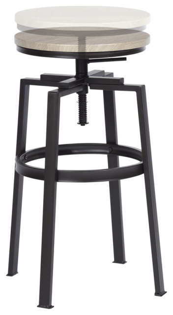 Set Of Two 30" Natural And Dark Bronze Swivel Backless Adjustable ...