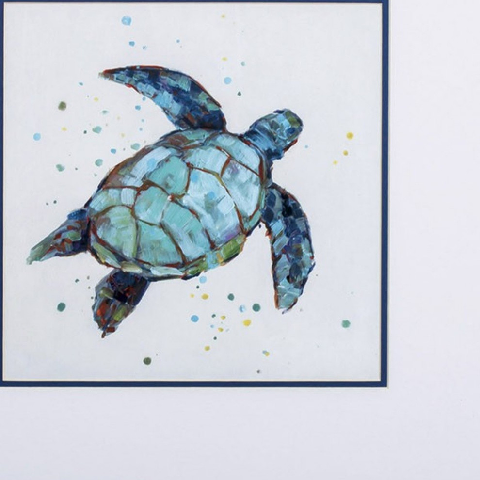 Set of Two Aqua Sea Turtles Wall Art - Beach Style - Prints And Posters ...