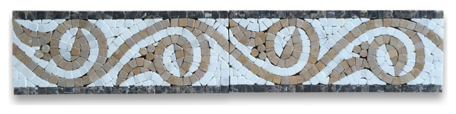Marble Mosaic Border Bathroom Listello Tile Garden Gold 4x9.8 Tumbled ...