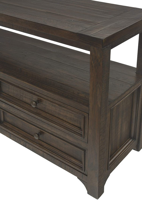 Traditional Console Table, Pine Wood Construction With 4 Drawers, Dark ...