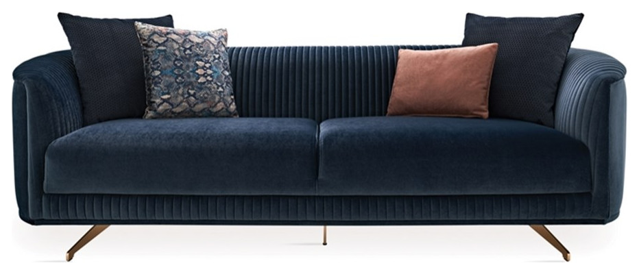 Enza Home Vienna 3-Seater Fabric Sofa in Petrol Blue/Rose Gold ...
