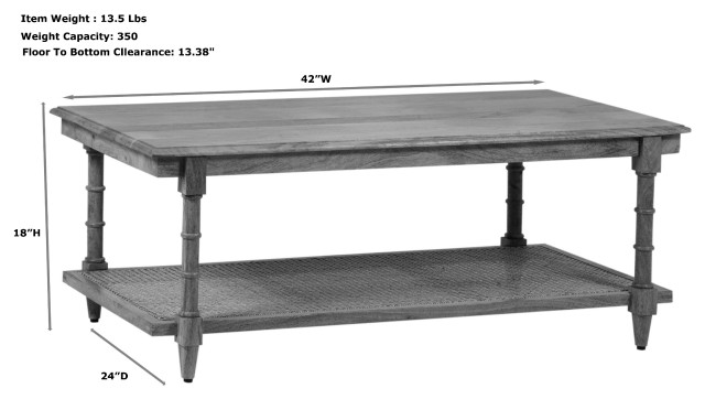 Chesterfield Wood & Cane Display Coffee Table With Turned Legs, Natural ...