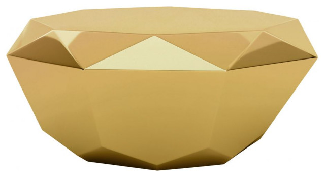 Diamond Coffee Table Gold, Geomtric Shaped Gem Cocktail Table ...