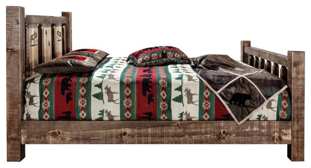 Montana Woodworks Homestead Wood King Bed with Moose Design in Brown ...