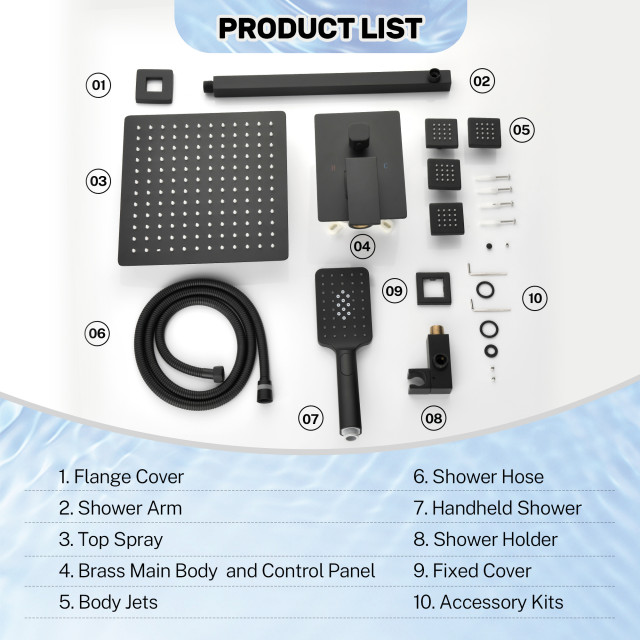 Wall Mounted Bathroom Luxury Shower Combo Set With 3-Function Handheld ...