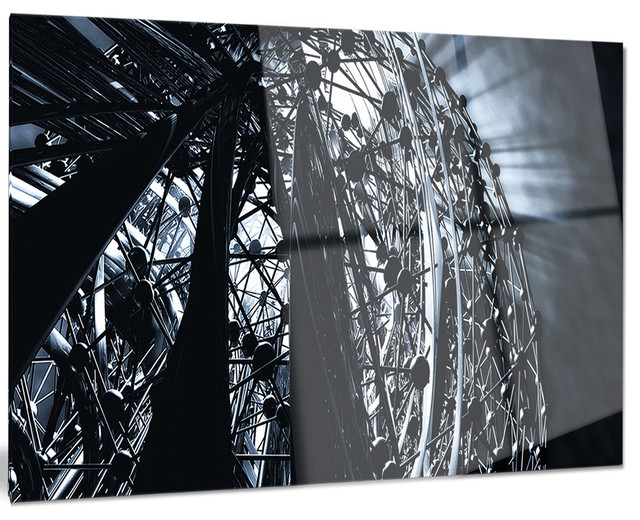 "3D Abstract Art Black Atomic" Metal Wall Art, 28"x12" - Contemporary ...