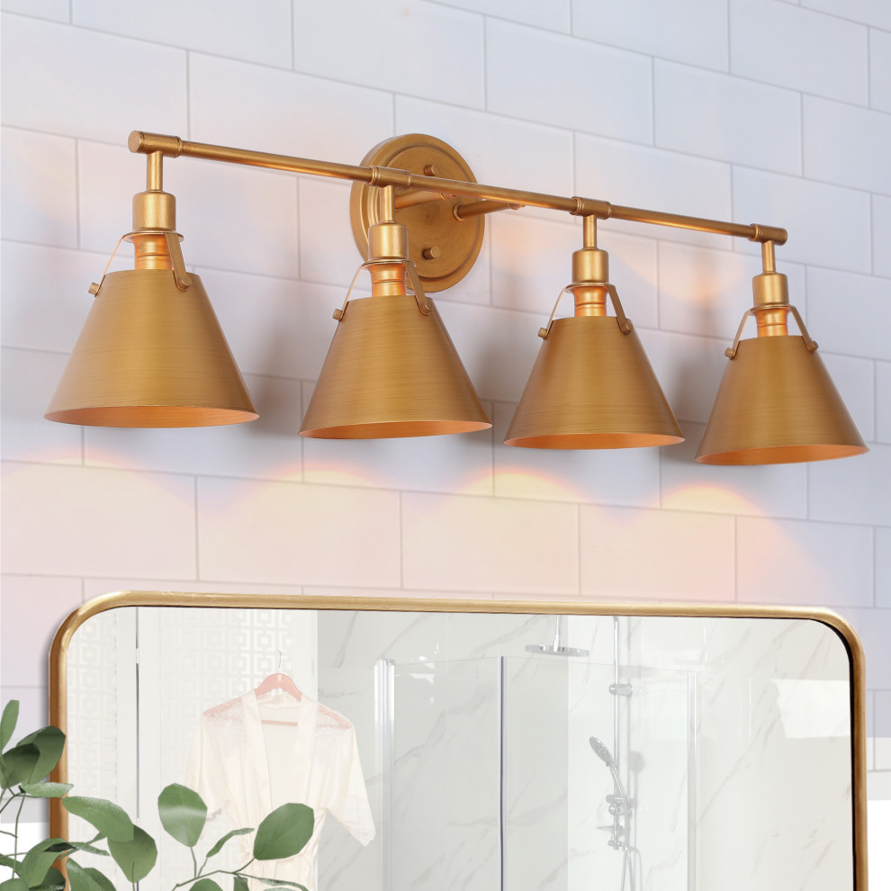 LNC Modern 4-Light Brushed Gold Bathroom Vanity Light - Transitional ...