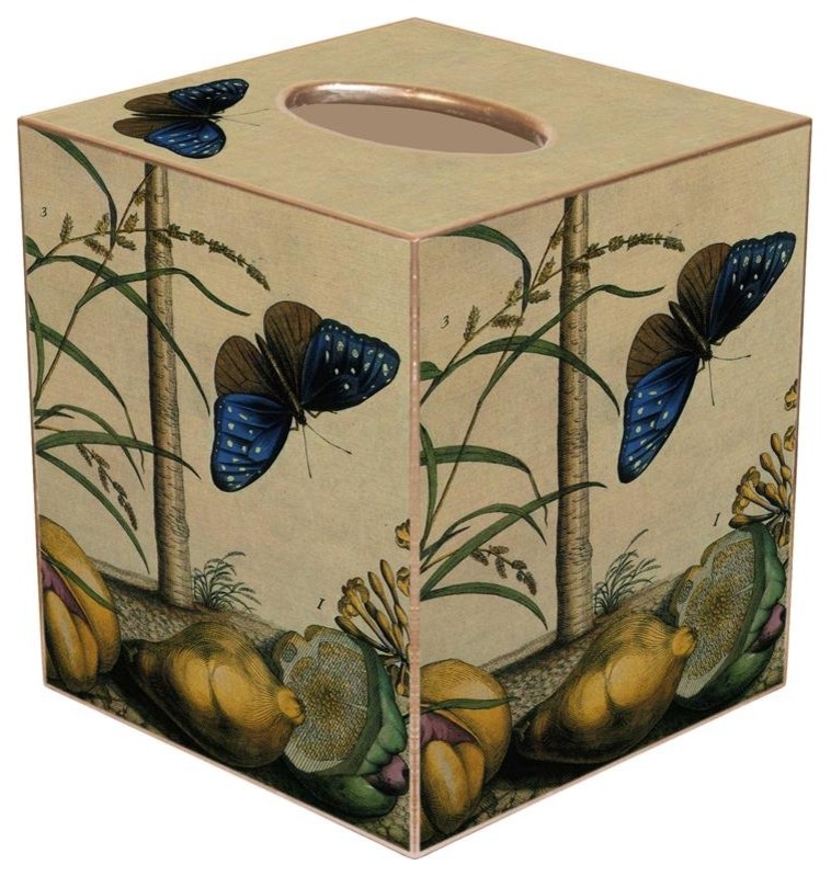 TB345 - Brown & Blue Butterfly Tissue Box Cover - Farmhouse - Tissue ...