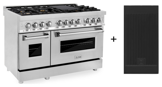 ZLINE 48" Dual Fuel Range With Brass Burners and Reversible Griddle RA ...