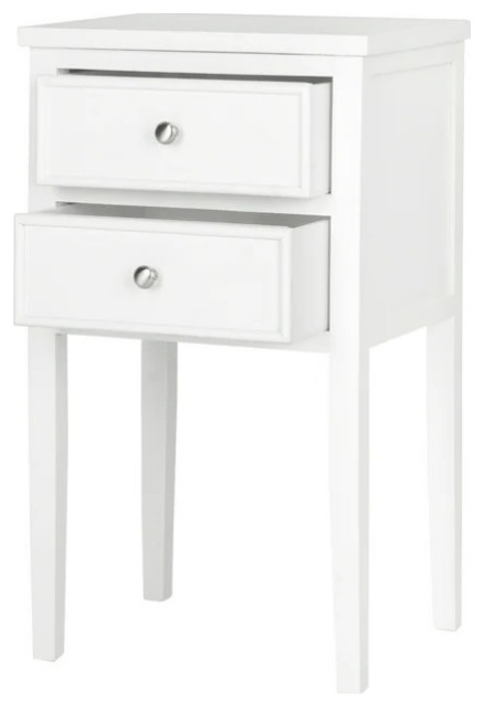 Nautical Rustic White Nightstand with Poplar Wood Frame and 2 Storage ...
