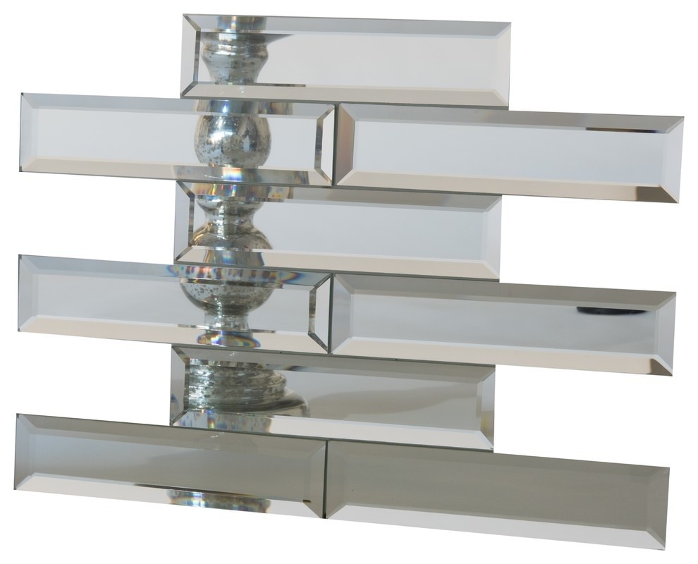 Beveled Edge Mirror Tile, Clear, Sample - Contemporary - Wall And Floor ...