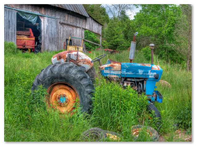 Bob Rouse 'Blue Tractor' Canvas Art, 19"x14" - Farmhouse - Prints And ...