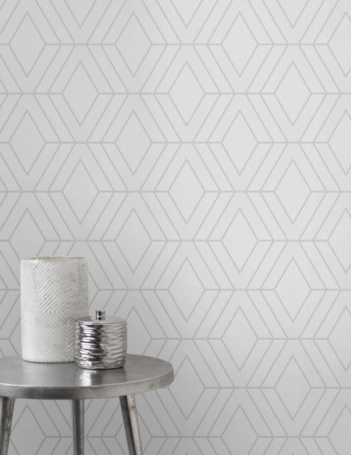 Adaline Light Grey Geometric Wallpaper - Contemporary - Wallpaper - by ...
