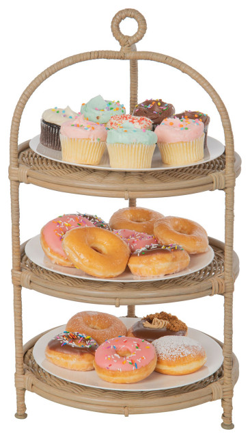 Wicker 3, Tier Serving Plate Rack and Cake Stand - Tropical - Dessert ...