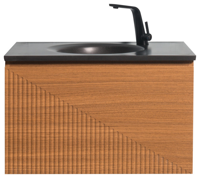 Simon Wall Mount Vanity With Integrated black Sink, 30" - Modern ...