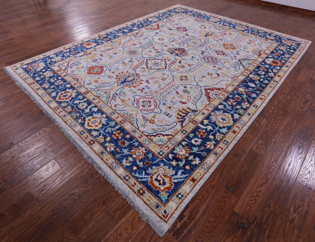 Grey 9' 1" X 11' 11" Turkish Angora Oushak Handmade Wool Rug - Q18908 ...