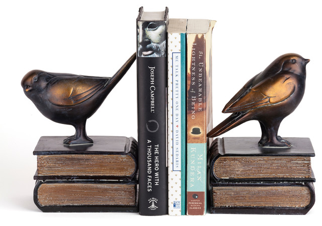 Danya B. 2-Piece Birds on Books Bookend Set - Contemporary - Bookends ...