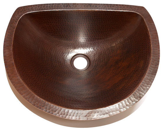 Oval Bathroom Copper Sink With Flat Back And Flat Rim - Traditional ...