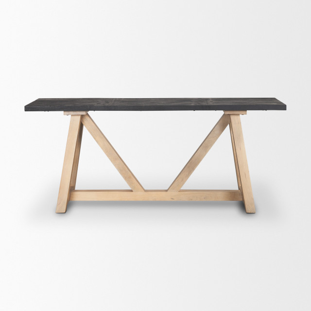 Rialto Two-Toned Black and Brown Wood Angular Leg Console Table ...