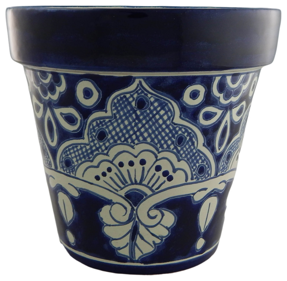 Mexican Ceramic Flower Pot Planter Folk Art Pottery Handmade Talavera ...