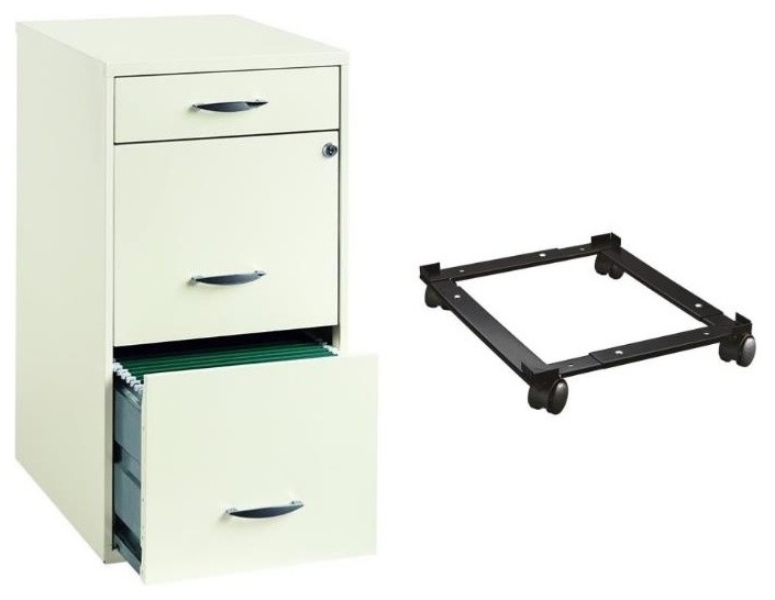2 Piece Drawer File Cabinet and Mobile Adjustable File Caddy Set ...