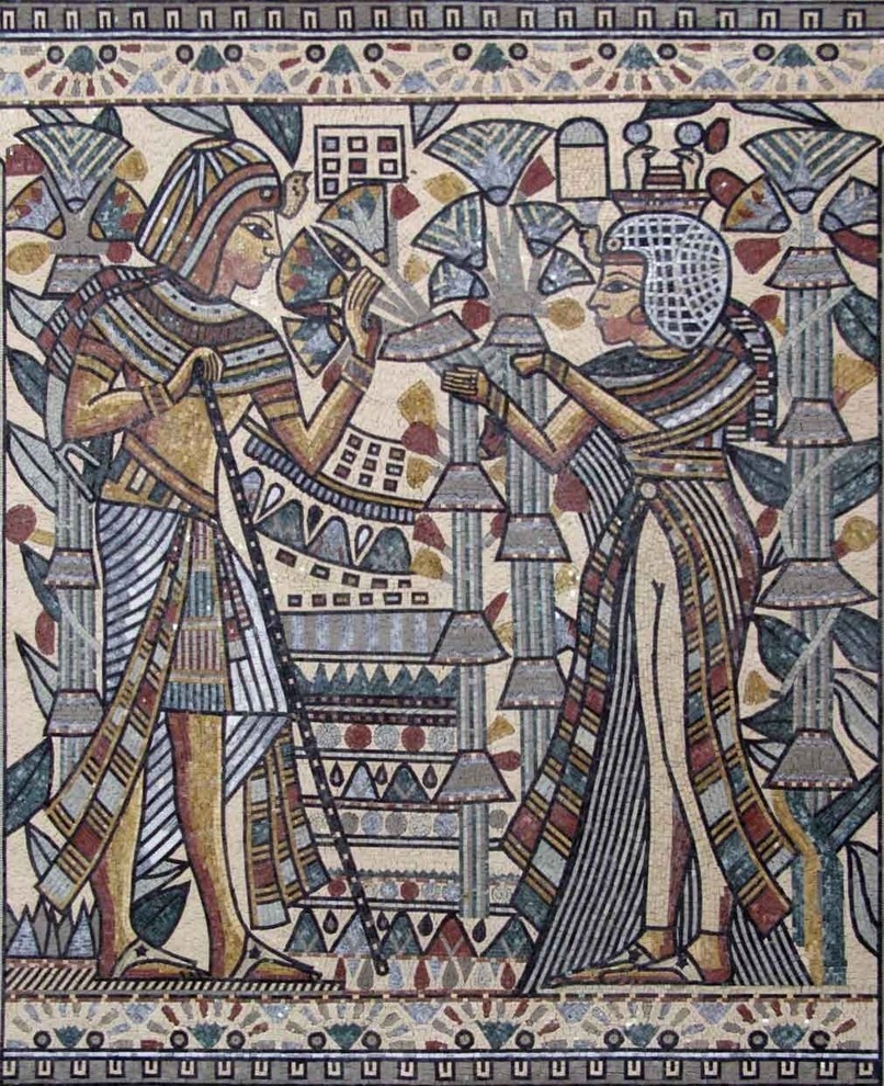 Mosaic Art, The Pharaohs of Egypt, 46" x 56" - Southwestern - Tile ...