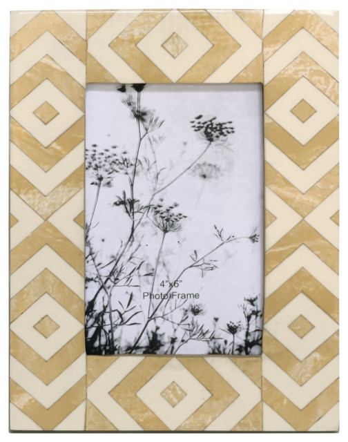Resin 4x6 Diamond Photo Frame, Beige - Contemporary - Picture Frames ...