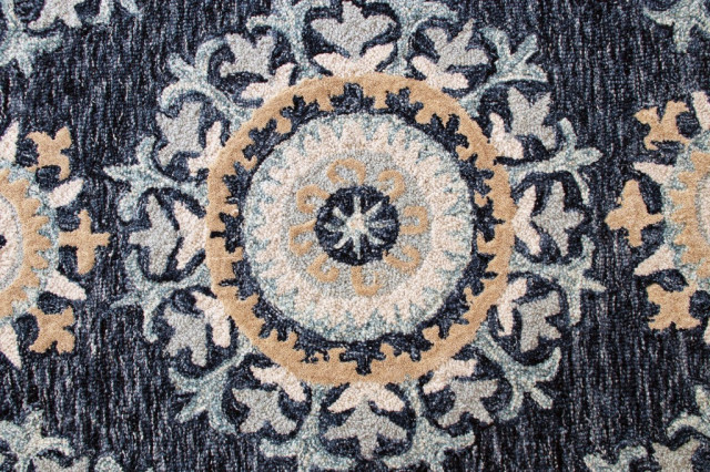 5" x 7" Blue and Beige Floral Disc Area Rug - Contemporary - Area Rugs ...