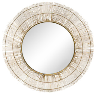 40" Round Wire Wall Art With Mirror, Gold - Contemporary - Wall Mirrors ...