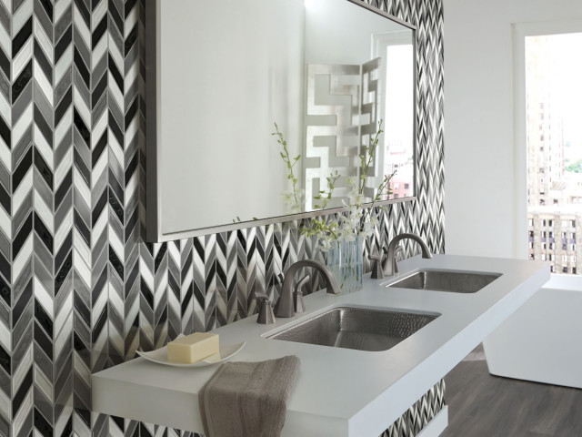 Shaw CS46X Geoscape - 12" x 12" Parallelogram Chevron Mosaic Wall ...