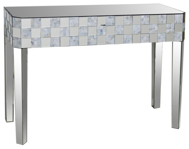 Unique Console Table, Mirrored Design With Checkered Mother of Pearl ...