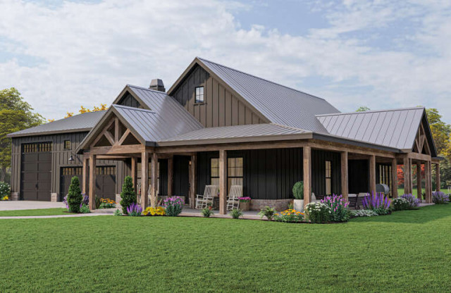 Exclusive Barn House Plan 009-00317 - Rustic - Exterior - Atlanta - by ...