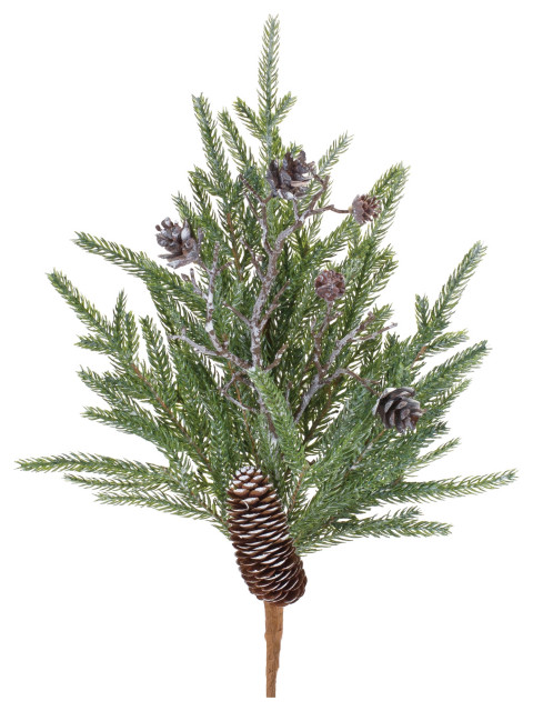 Pine and Cone Stem, Set of 6 - Traditional - Christmas Ornaments - by ...