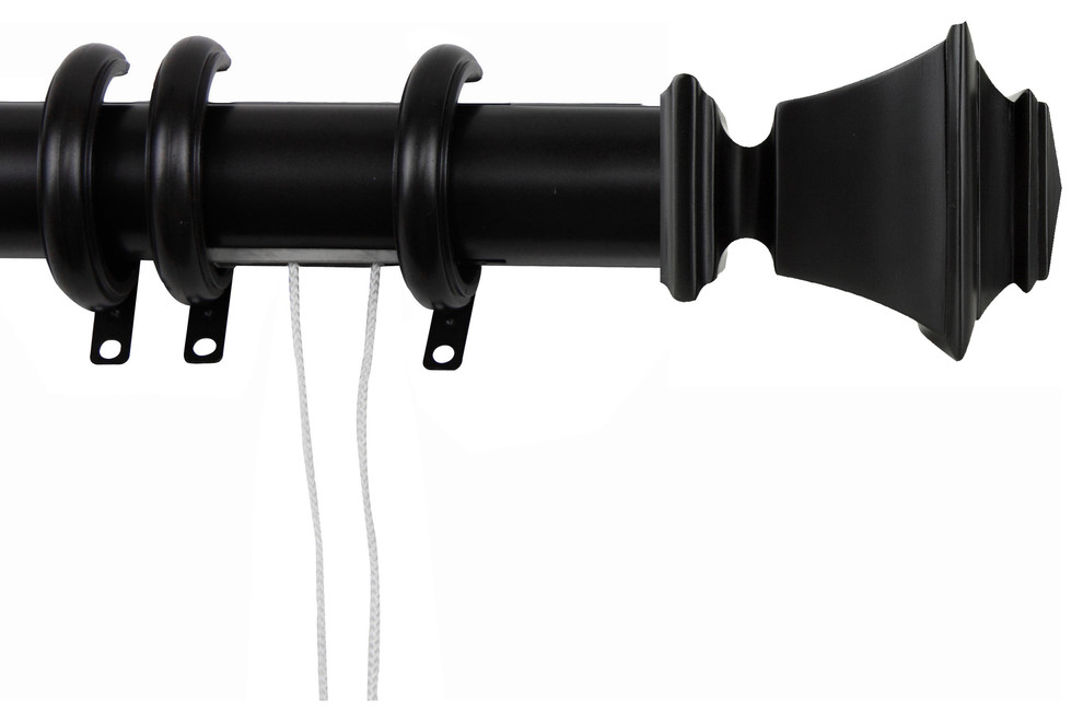 Lucent Decorative Traverse Rod With Rings 30"-48" Black - Traditional ...