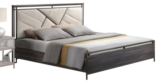 Willow Padded Insert Headboard Platform Bed, King - Industrial ...