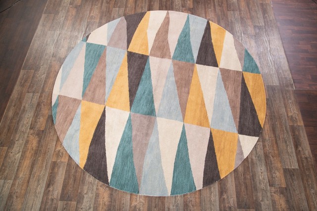 Gabbeh Modern Tribal Hand-Tufted 10' Round Oriental Area Rug, Multi, 10 ...