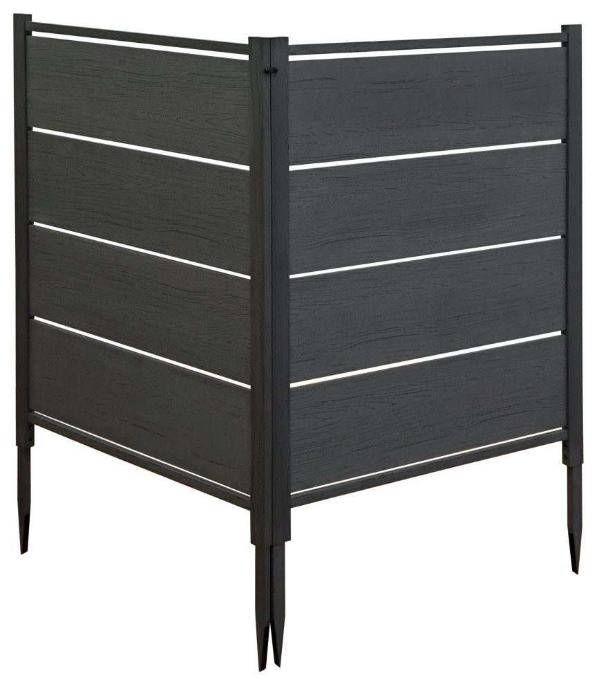 4'H x 3.3'W Bessemer WoodTek Vinyl Charcoal Privacy Screen Kit, 2 ...