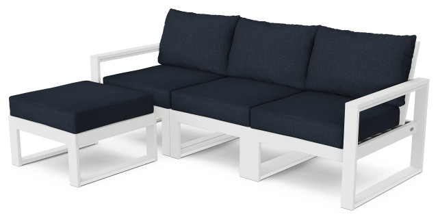 POLYWOOD EDGE 4-Piece Modular Deep Seating Set With Ottoman - Beach ...