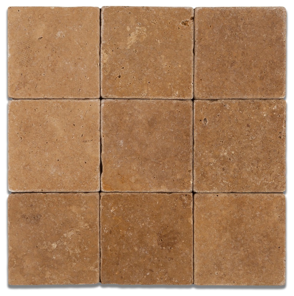4 X 4 Noce Travertine Tumbled Field Tile - Traditional - Wall And Floor ...
