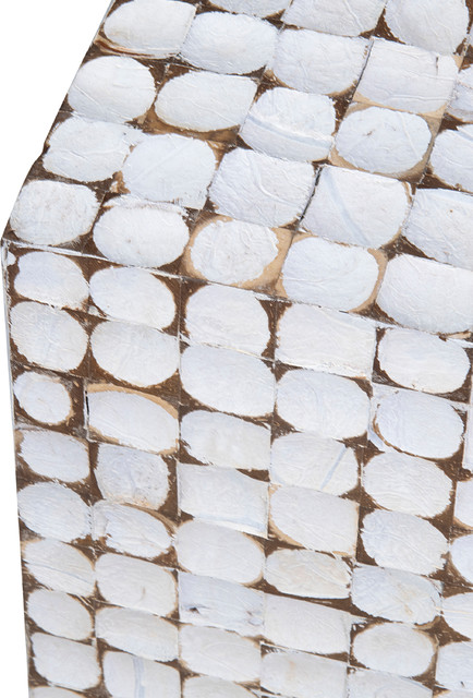 East at Main Covington White Coconut Shell Inlay Square Accent Table ...