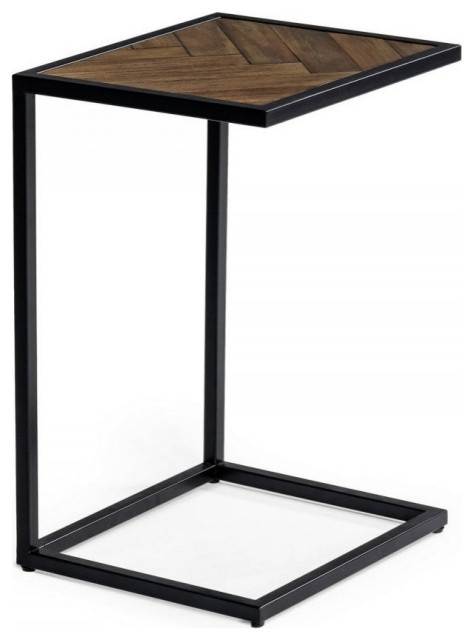 Nitsa Industrial Brown Acacia Laptop End Table - Modern - Side Tables ...