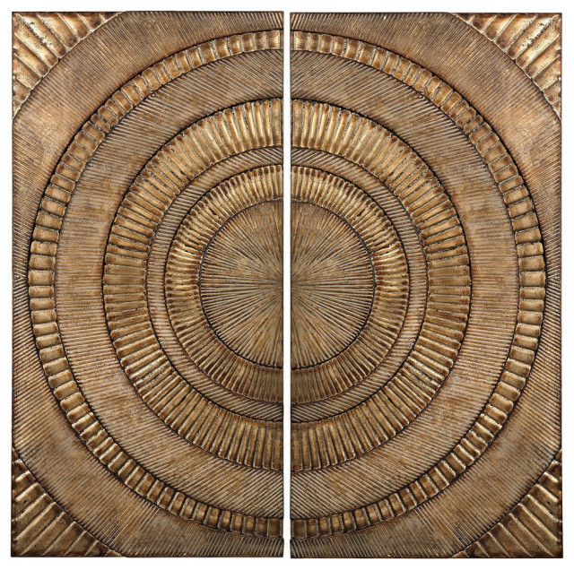 Set of 2 Abstract Metal Wall Panels - Contemporary - Wall Sculptures ...