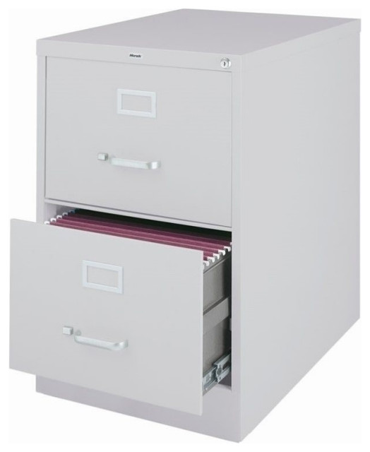 Home Square 2 Drawer Deep Metal Filing Cabinet Set in Light Gray (Set ...