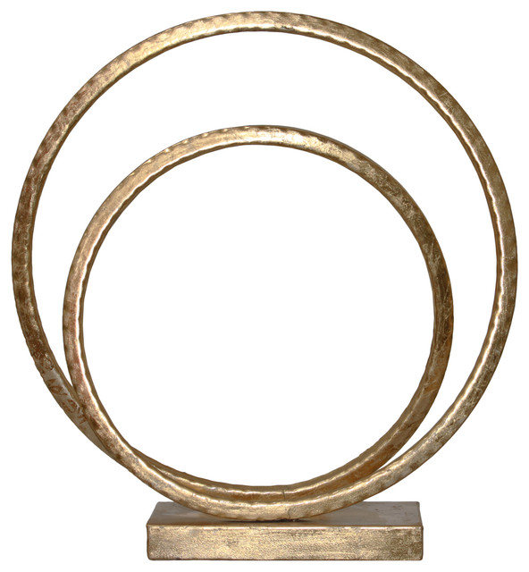 Metal Swirl Abstract Sculpture on Square Base Leaf - Contemporary ...