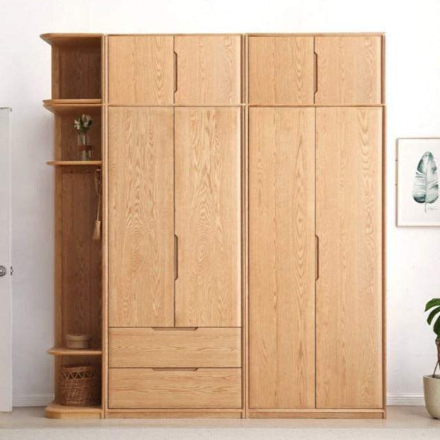 Oak Solid Wood Wardrobe, C Style Two Door Wardrobe 0.9m 35.4x22.4x86.8 ...