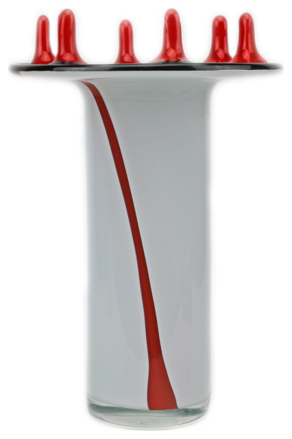 Neptune Vase White with Red and Black Accents - Contemporary - Vases ...