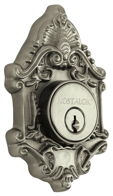 Victorian Plate Double Cylinder Deadbolt Victorian Knob, Satin Nickel ...