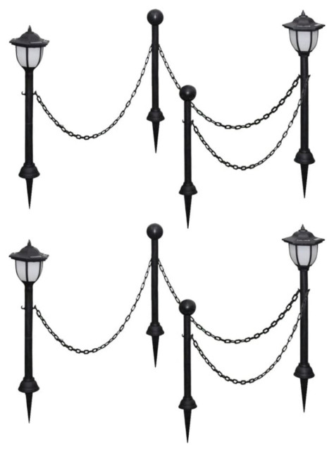 Vidaxl Solar Lights 4-Pieces With Chain Fence and Poles - Traditional ...